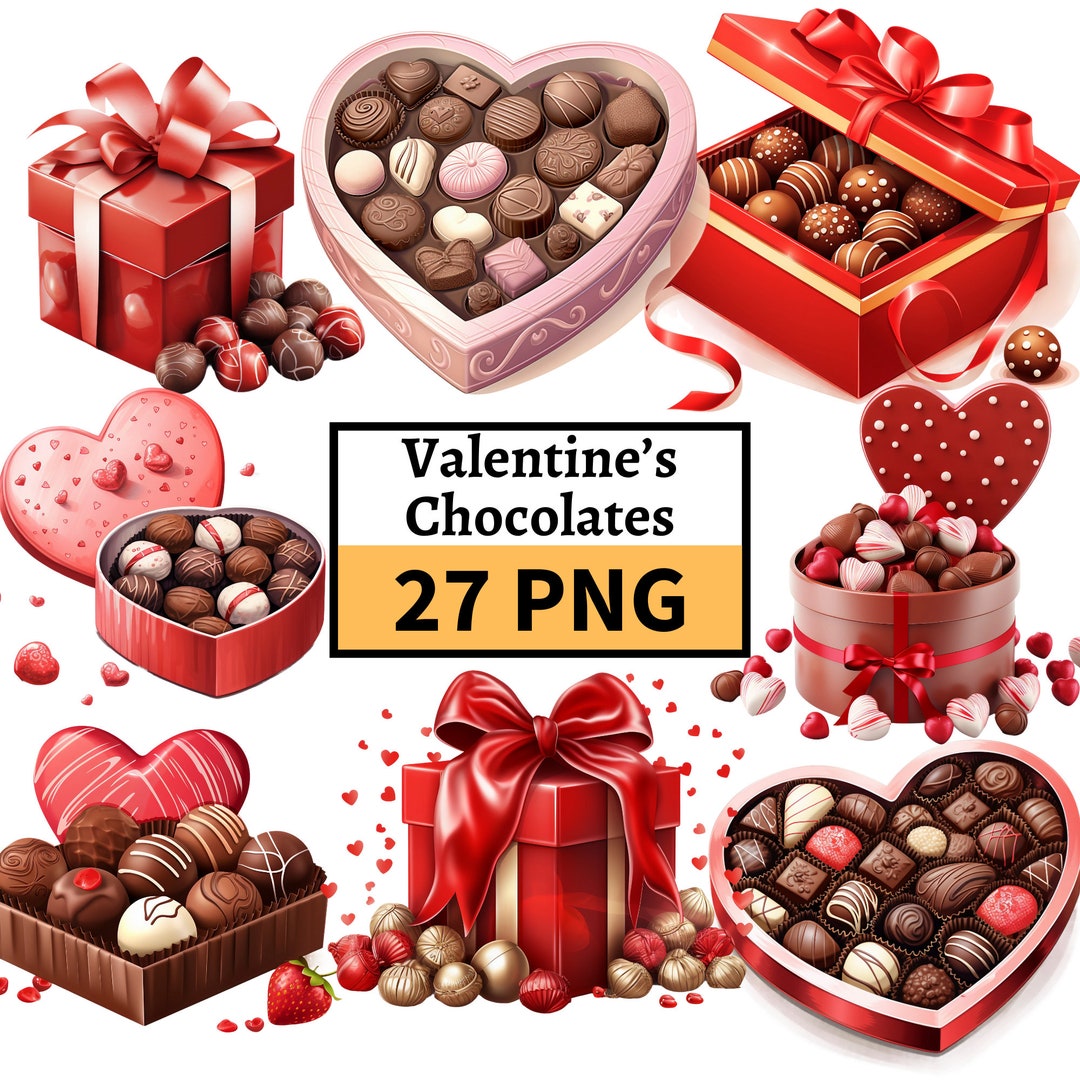 Valentine's Chocolates Clipart, Box of Chocolates for Valentine's Day ...