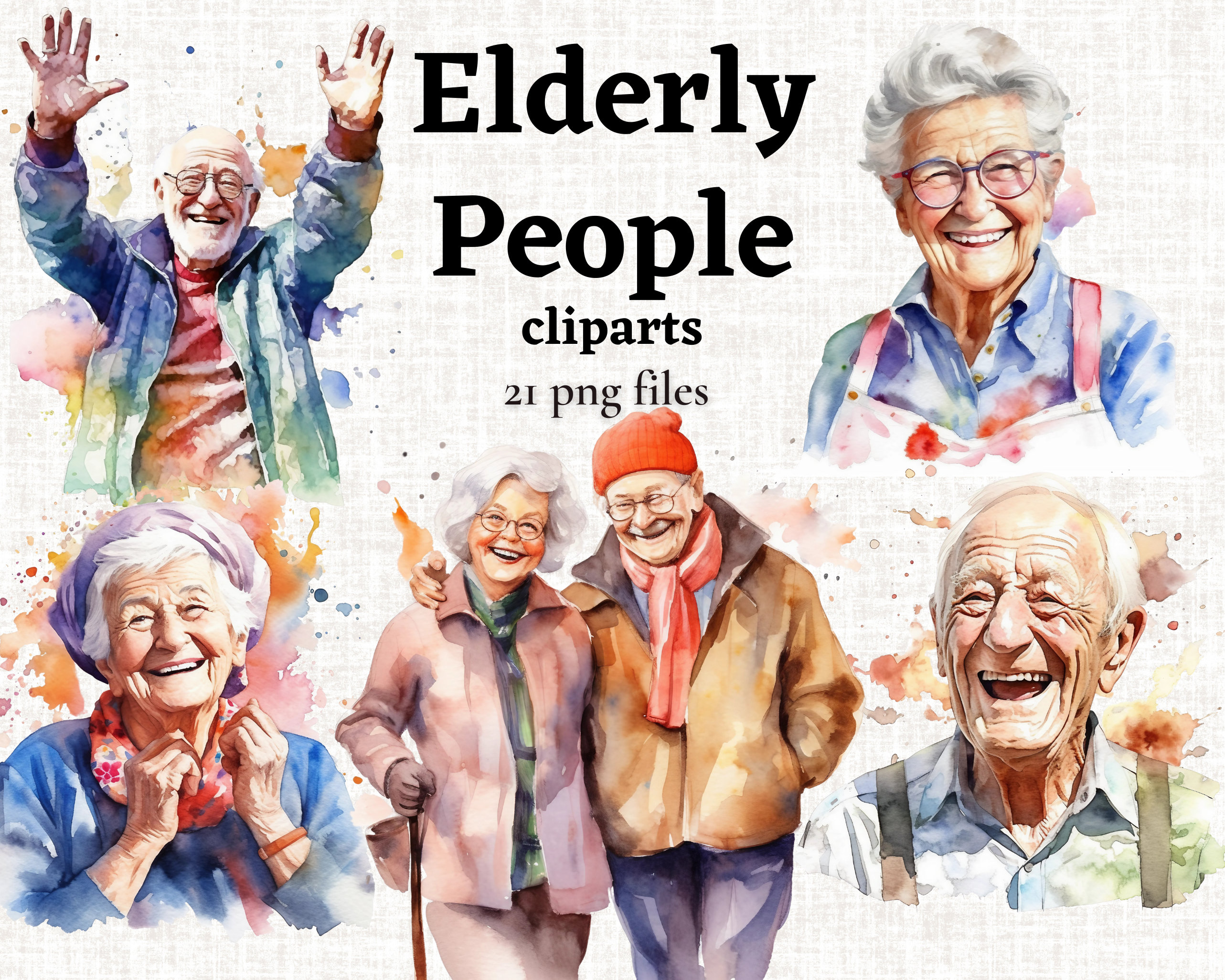 Elderly People Clipart, Grandma Illustration, Granny Clipart, Grandpa ...
