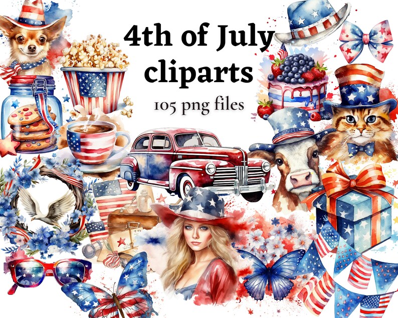 4th of July Clipart Bundle Patriotic Clipart American - Etsy
