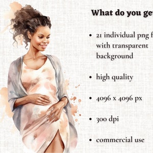 Pregnant Woman Clipart Bundle, Pregnancy Clipart, Mom to Be Clipart ...