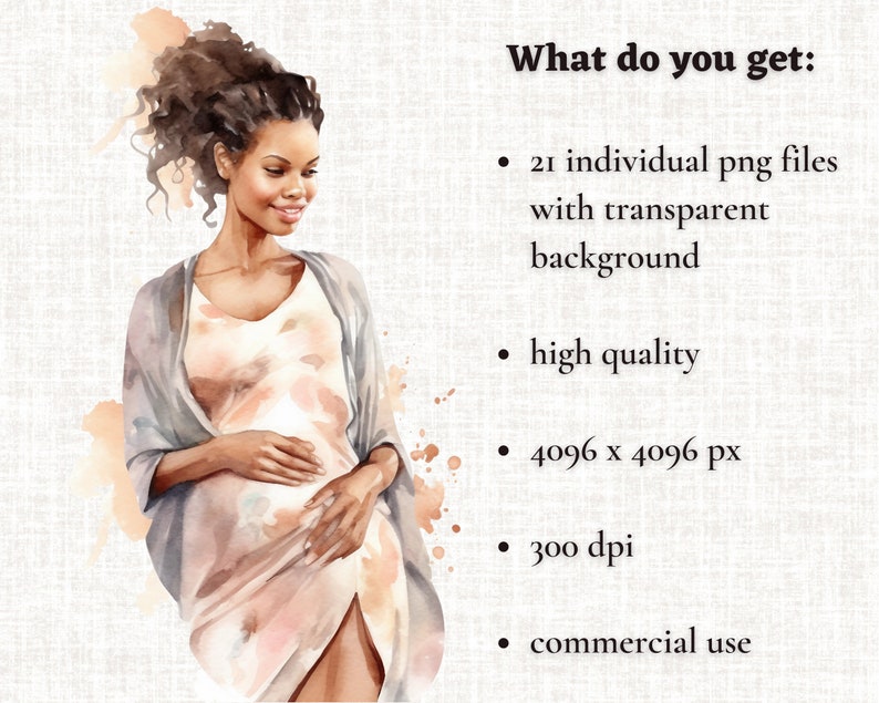 Pregnant Woman Clipart Bundle Pregnancy Clipart Mom to Be - Etsy