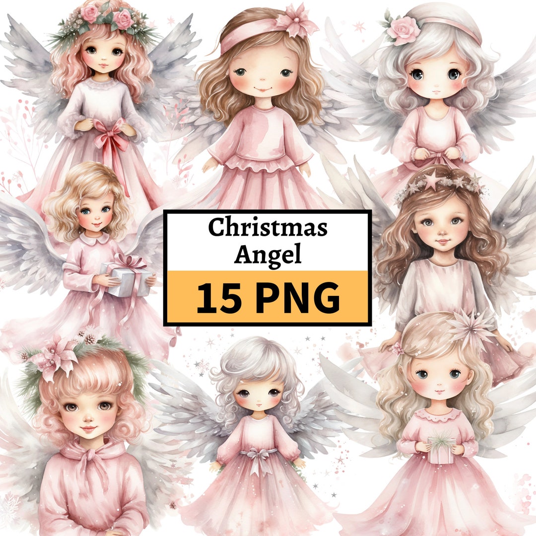 Christmas Angel Clipart, Cute Angel Clipart, Angel PNG Bundle, Cute ...