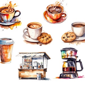 Watercolor Coffee Clipart, Coffee Clipart, Coffee Lover Clipart, Coffee ...