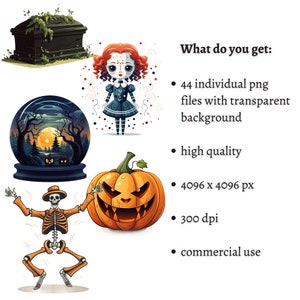 Cute Halloween Clipart Bundle, Haunted House Skeleton Mummy Witch ...