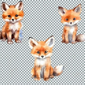 Baby Fox Clipart Bundle, Watercolor Fox Illustration, Cute Woodland ...