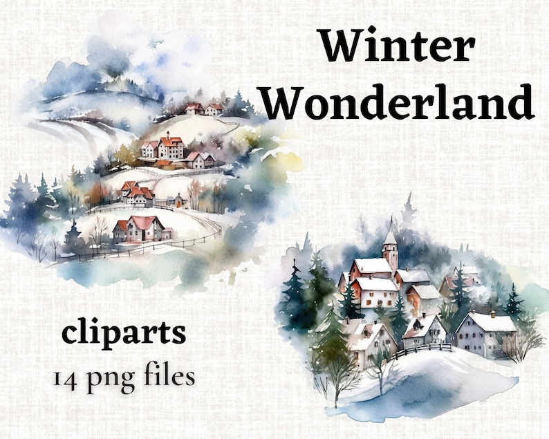 Winter Wonderland Clipart Watercolor Winter Clipart Winter - Etsy