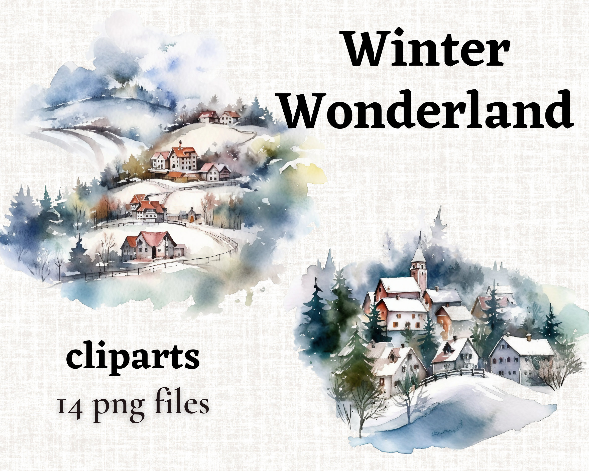 Winter Wonderland Clipart Watercolor Winter Clipart Winter - Etsy