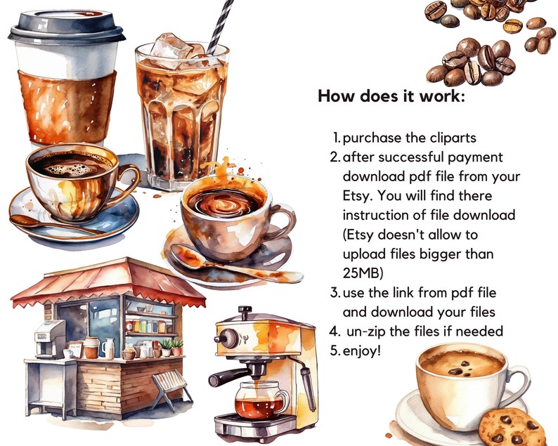 Watercolor Coffee Clipart Coffee Clipart Coffee Lover - Etsy