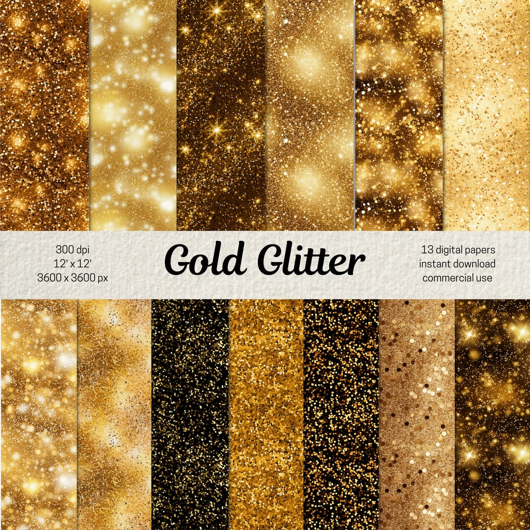 Gold Glitter Digital Paper, Luxury Gold Scrapbook Papers, Seamless ...