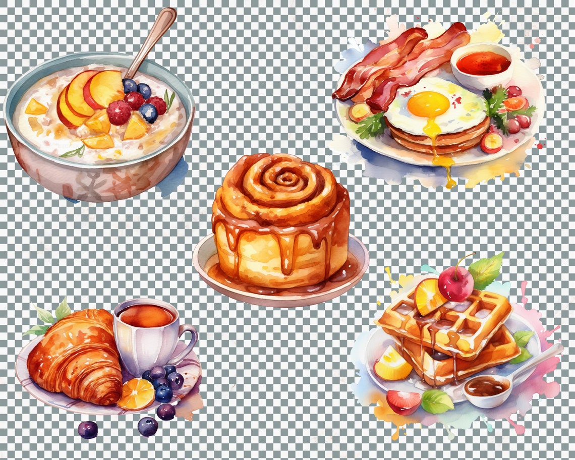 Watercolor Breakfast Clipart Breakfast Food Clipart Pancakes - Etsy