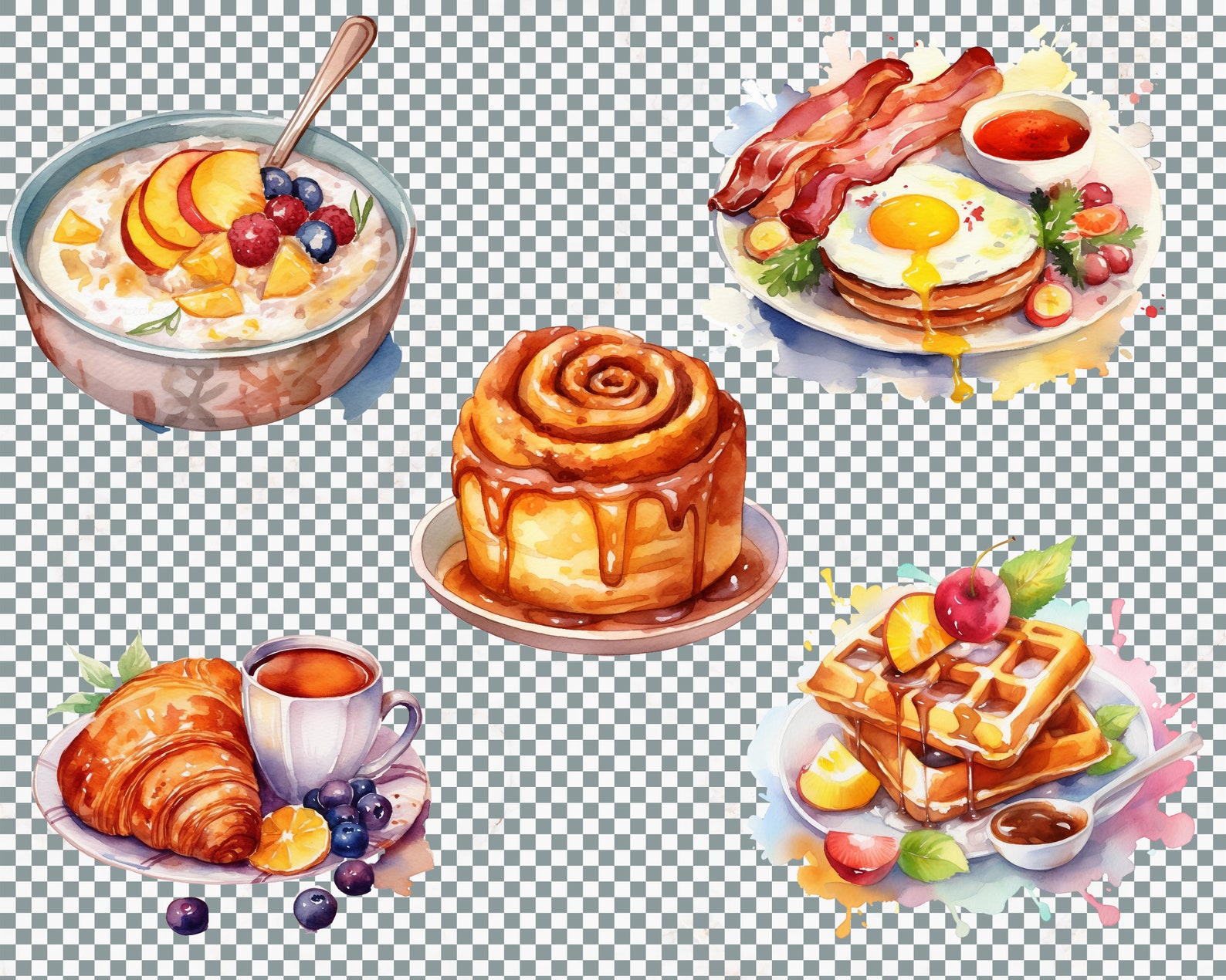 Watercolor Breakfast Clipart Breakfast Food Clipart Pancakes - Etsy