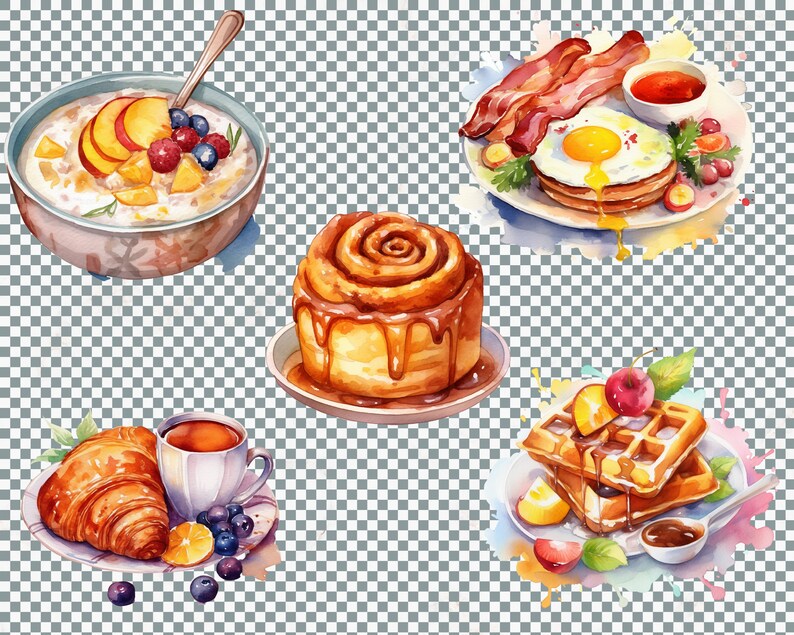 Watercolor Breakfast Clipart Breakfast Food Clipart Pancakes - Etsy