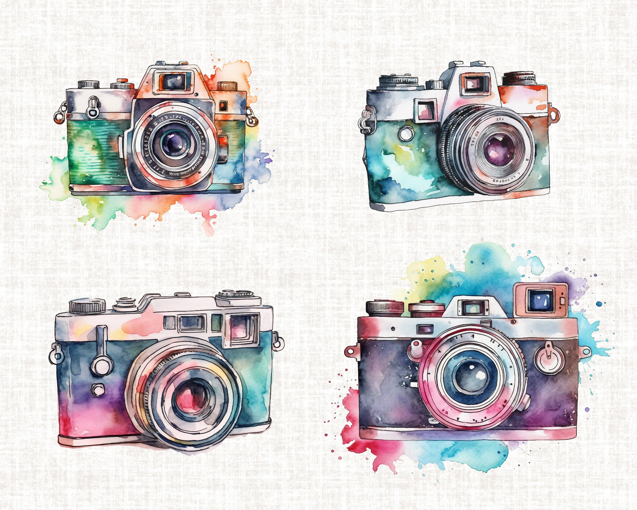 Retro Camera Clipart Bundle Vintage Camera PNG Watercolor - Etsy