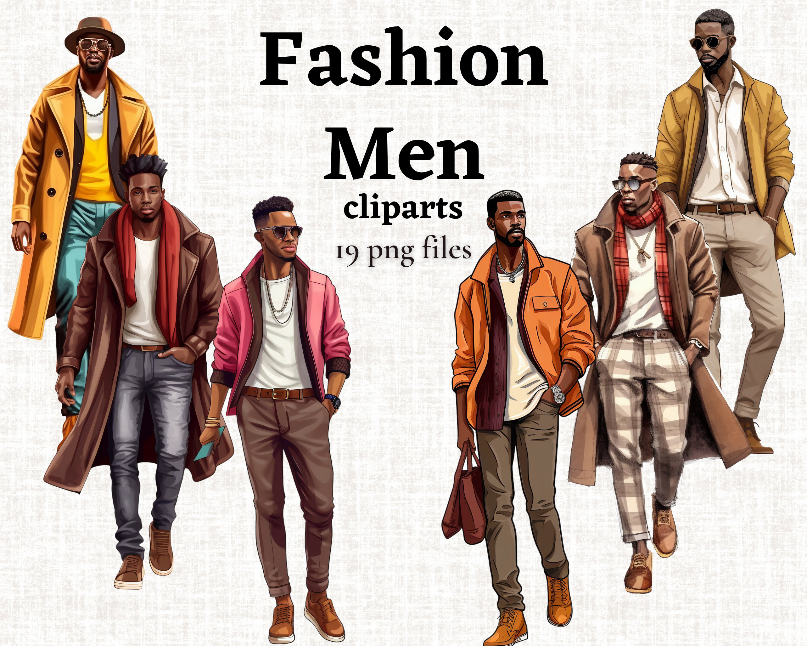 Handsome Men Clipart Fashion Men Clipart African American - Etsy