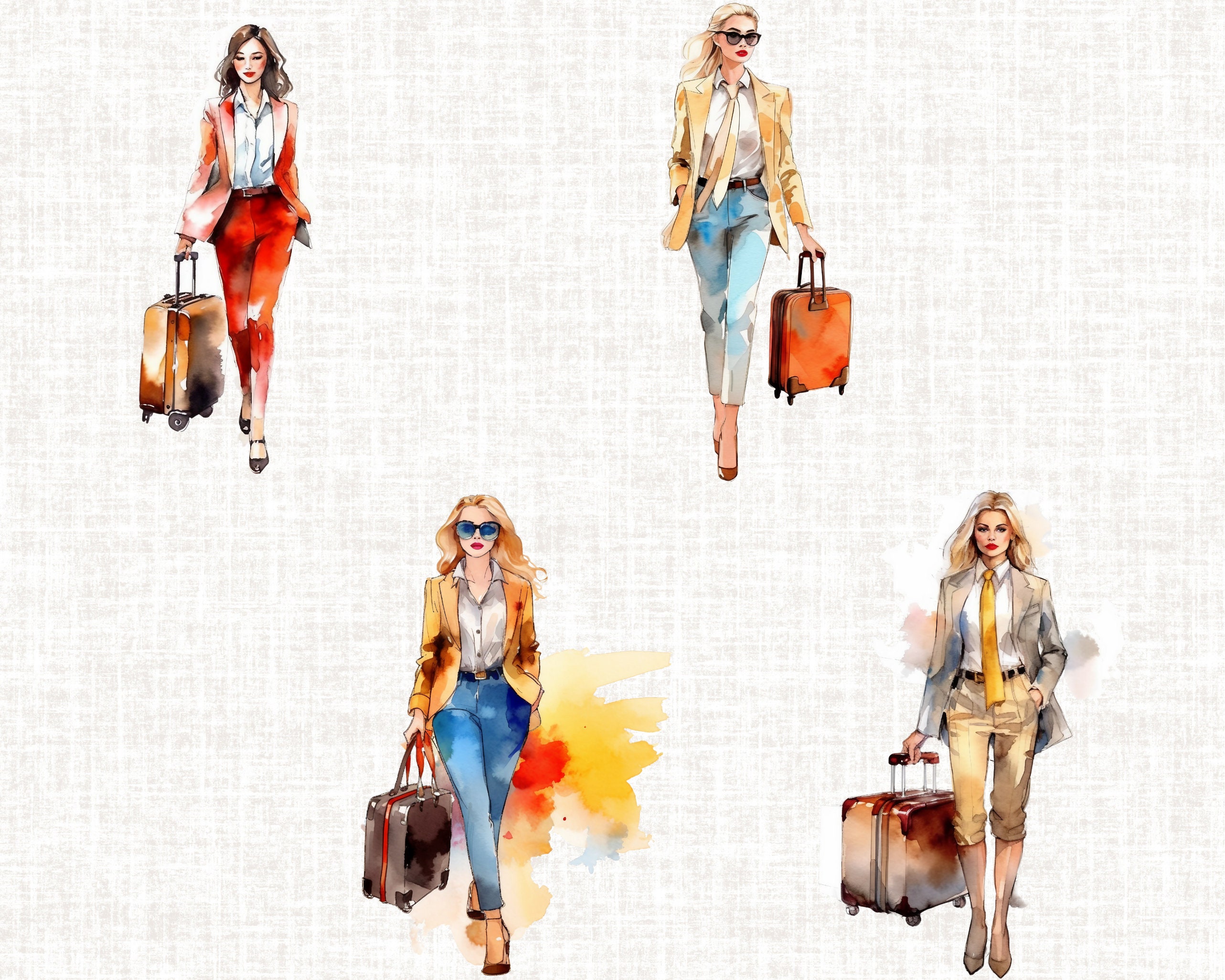 Lady Boss on Travel Clipart Watercolor Business Travel Boss - Etsy