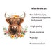 Watercolor Spring Cow Clipart Cute Floral Cow Illustration Highland Cow ...