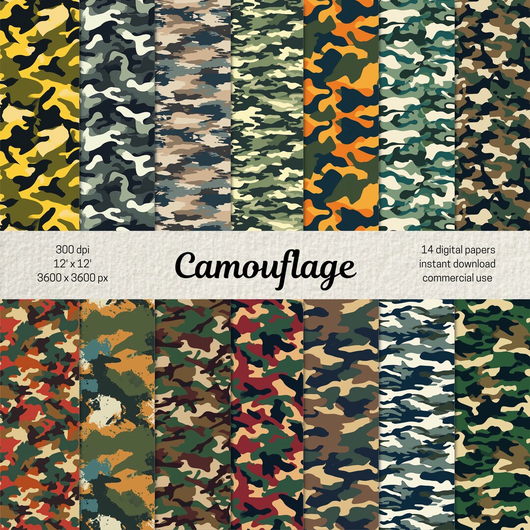 Military Camouflage Digital Papers Military Seamless Pattern Camouflage ...