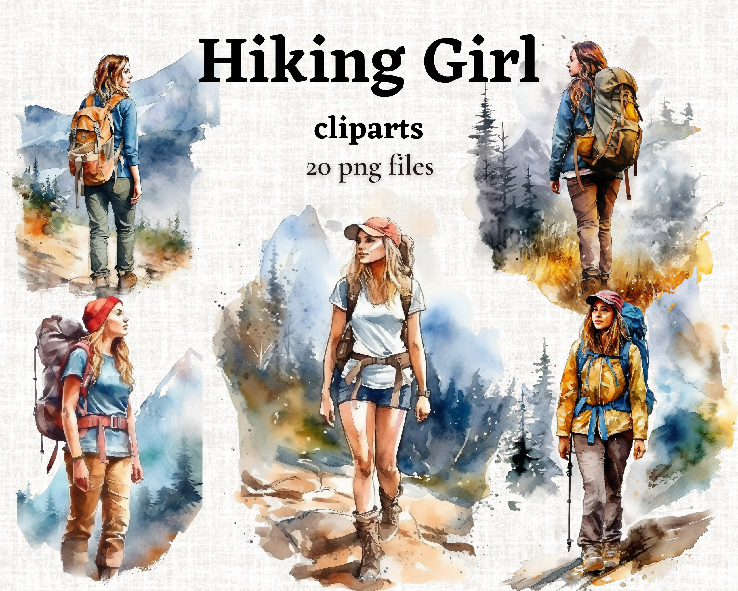 Trekking Girl Clipart