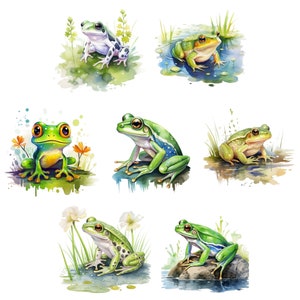Watercolor Frogs Clipart Bundle Woodland Animals Graphics Forest Animal ...