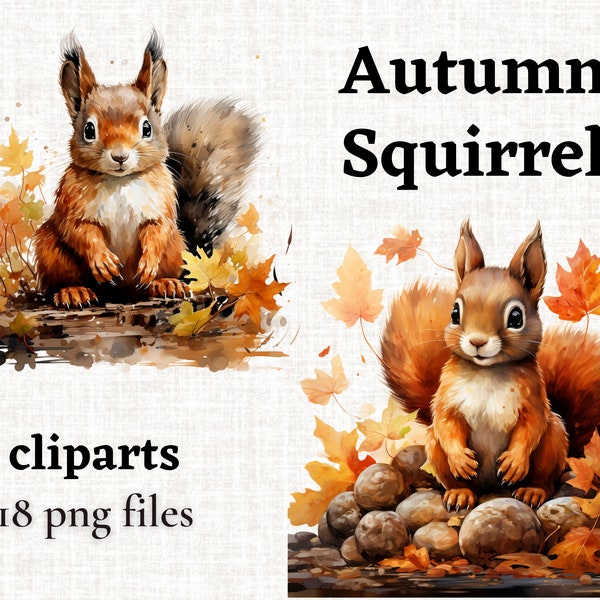 Woodland Squirrel Clipart - Etsy