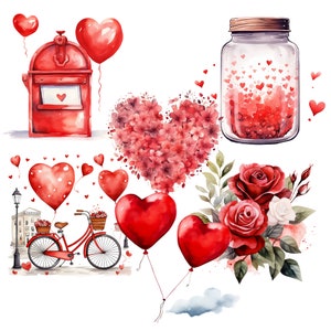 Watercolor Valentines Day Clipart Bundle, Valentine Clipart, Valentine ...