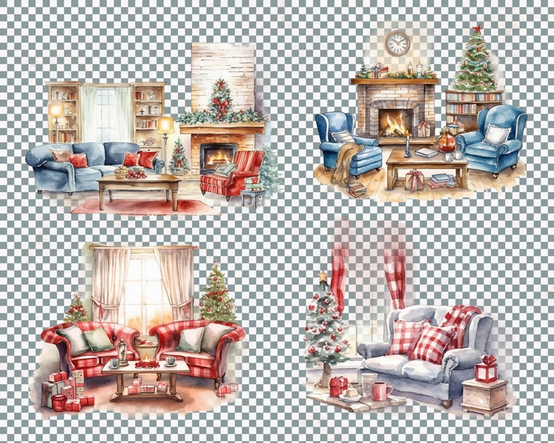 Cozy Christmas Clipart Cozy Christmas Room PNG Christmas - Etsy