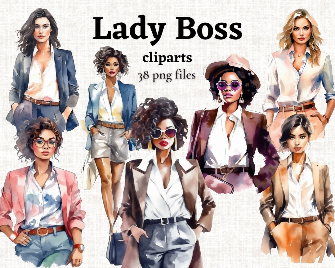 Lady Boss Clipart, Fashion Girl Clipart, Boss Babe PNG, Business Woman ...