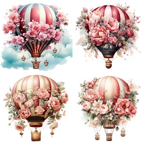 Hot Air Balloon Clipart, Vintage Hot Air Balloon PNG, Greeting Card ...
