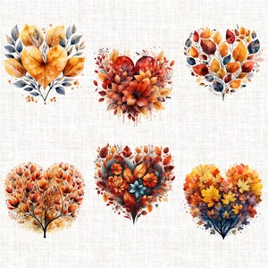 Autumn Heart Clipart Bundle, Fall Season Clipart, Autumn Decorations ...