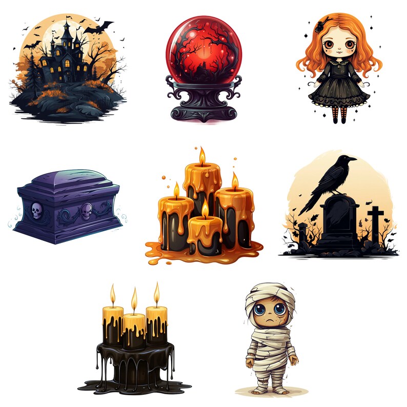 Cute Halloween Clipart Bundle Haunted House Skeleton Mummy - Etsy