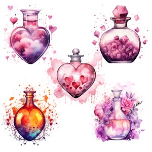 Love Potion Clipart Bundle Watercolor Valentines Day Clipart Valentine ...