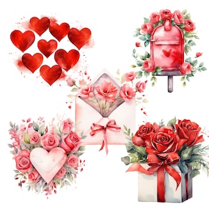 Watercolor Valentines Day Clipart Bundle, Valentine Clipart, Valentine ...