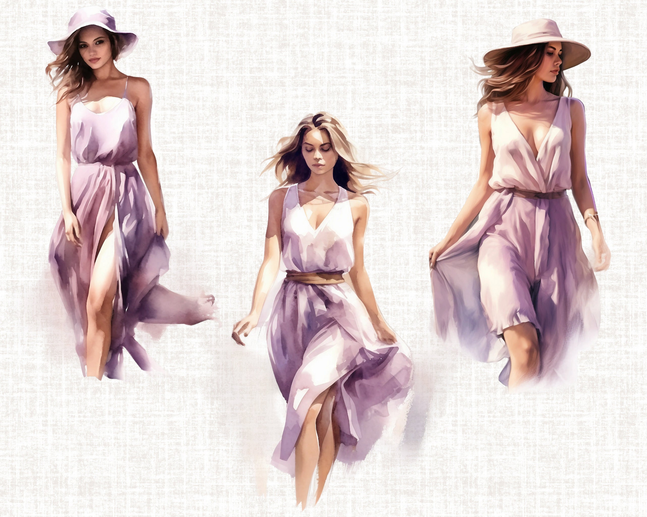 Summer Girl Clipart Summer Lady Clipart Girl in a Purple - Etsy