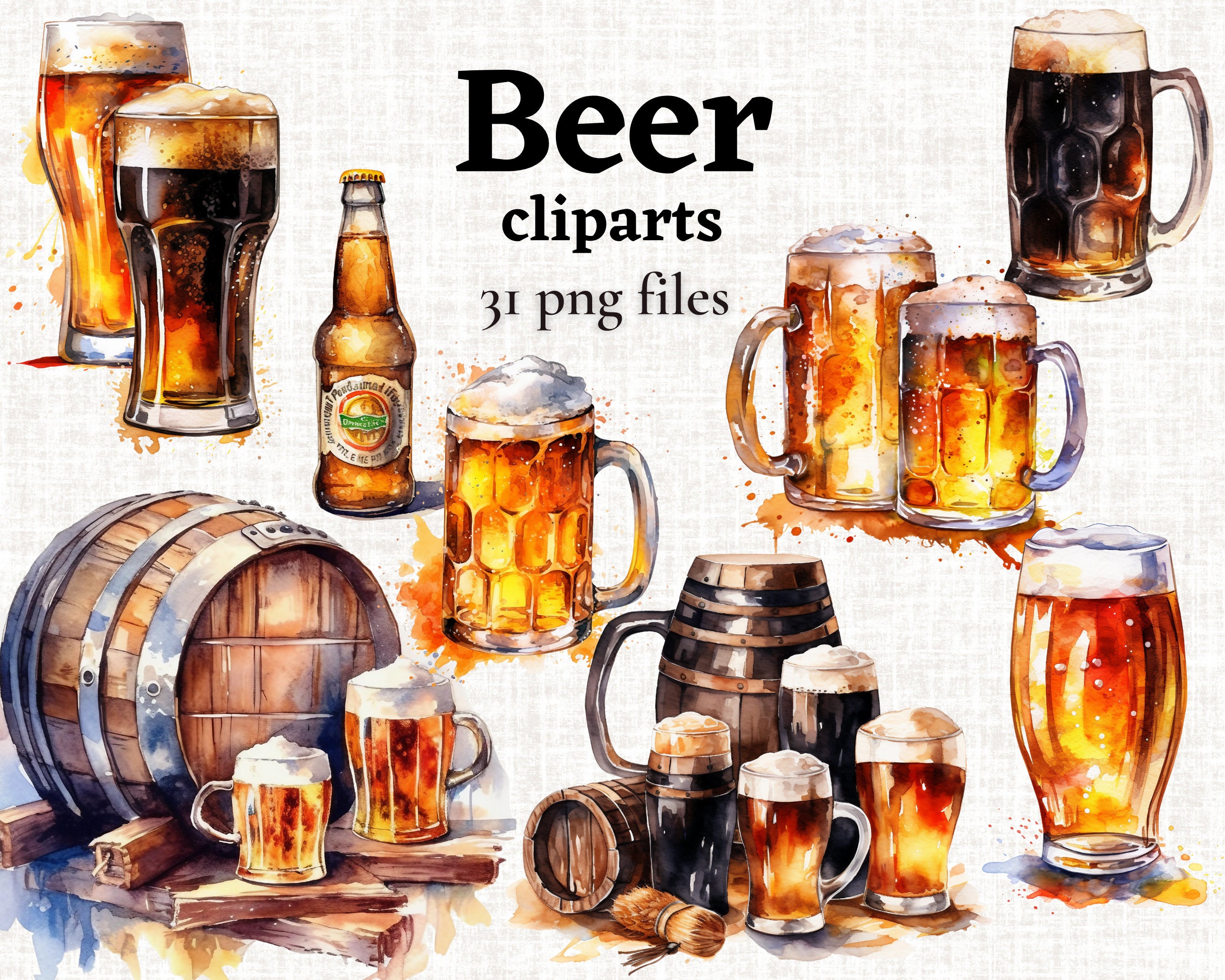 Watercolor Beer Clipart Cold Beer PNG Brewery Images Pint - Etsy
