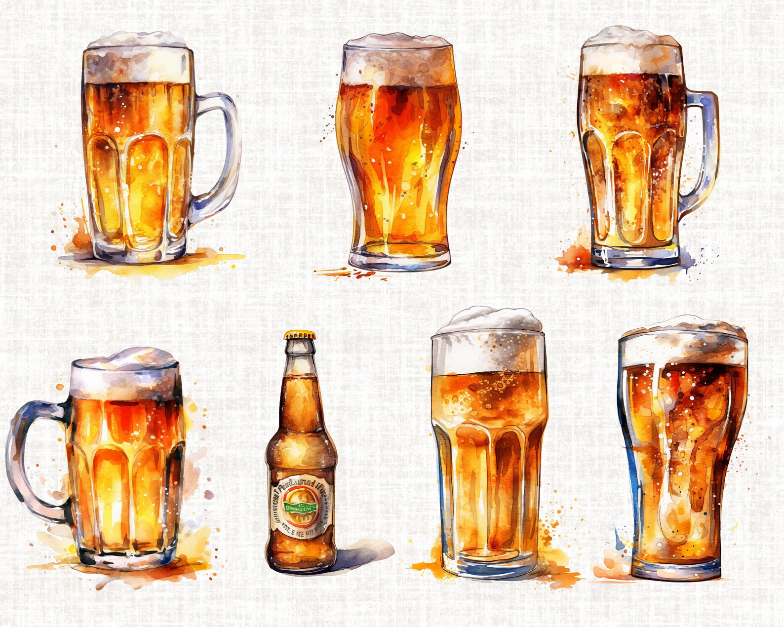 Watercolor Beer Clipart Cold Beer PNG Brewery Images Pint - Etsy