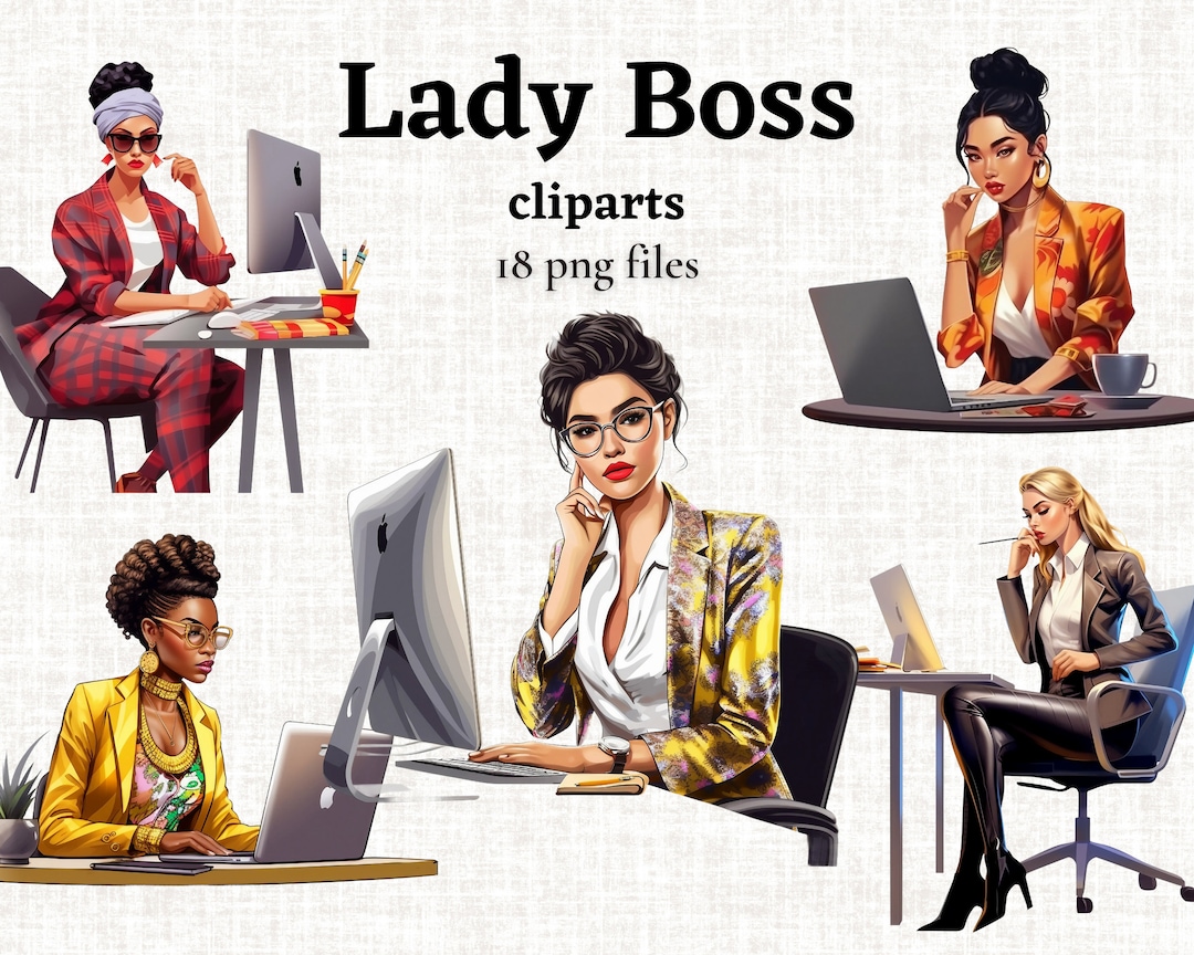 Lady Boss Clipart, Fashion Girl Clipart, Boss Babe PNG, Business Woman ...