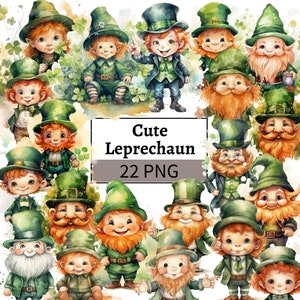 Cute Leprechaun Clipart St. Patrick's Day PNG Bundle Saint Patricks ...