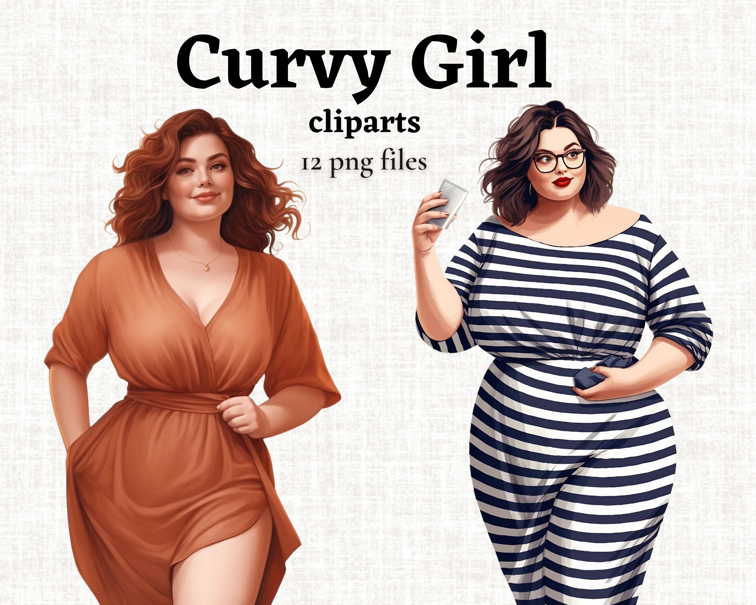 Curvy Girl Clipart Fashion Girl Png Plus Size Girl Image Etsy Uk