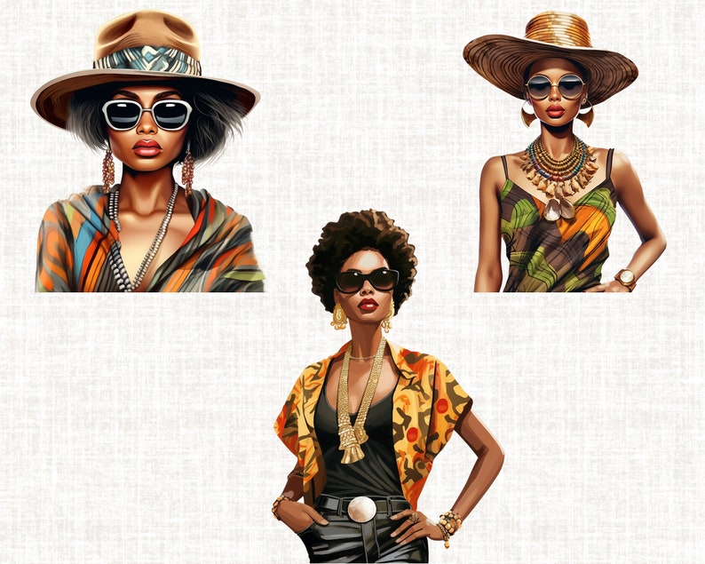 Fashionista Girl Clipart African American Woman PNG Fashion - Etsy