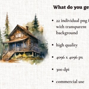 Log Cabin Bundle, Cabin in the Woods Clipart, Forest House PNG, Cabin Watercolor Clipart, Forest ...