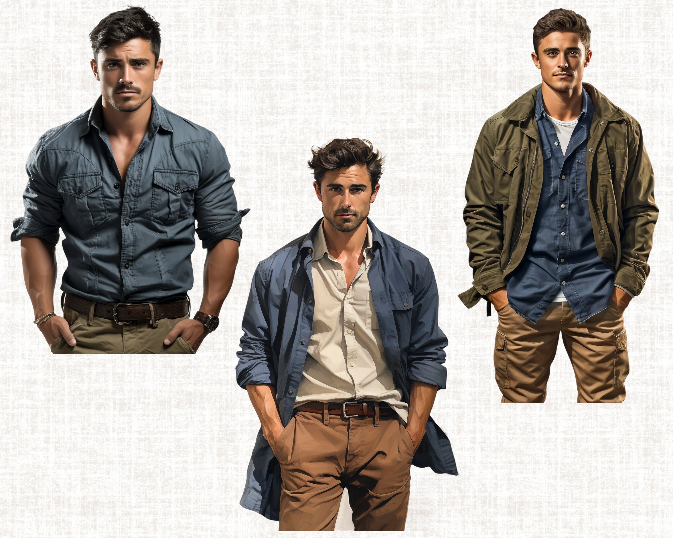 Denim Man Clipart Handsome Man in Jeans PNG Casual Man - Etsy