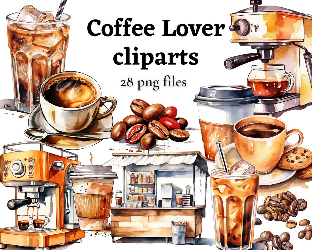 Watercolor Coffee Clipart, Coffee Clipart, Coffee Lover Clipart, Coffee ...