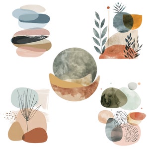 Boho Clipart Bundle Bohemian Elements Illustration PNG Abstract Boho ...