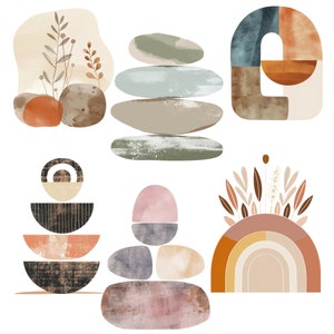 Boho Clipart Bundle Bohemian Elements Illustration PNG Abstract Boho ...