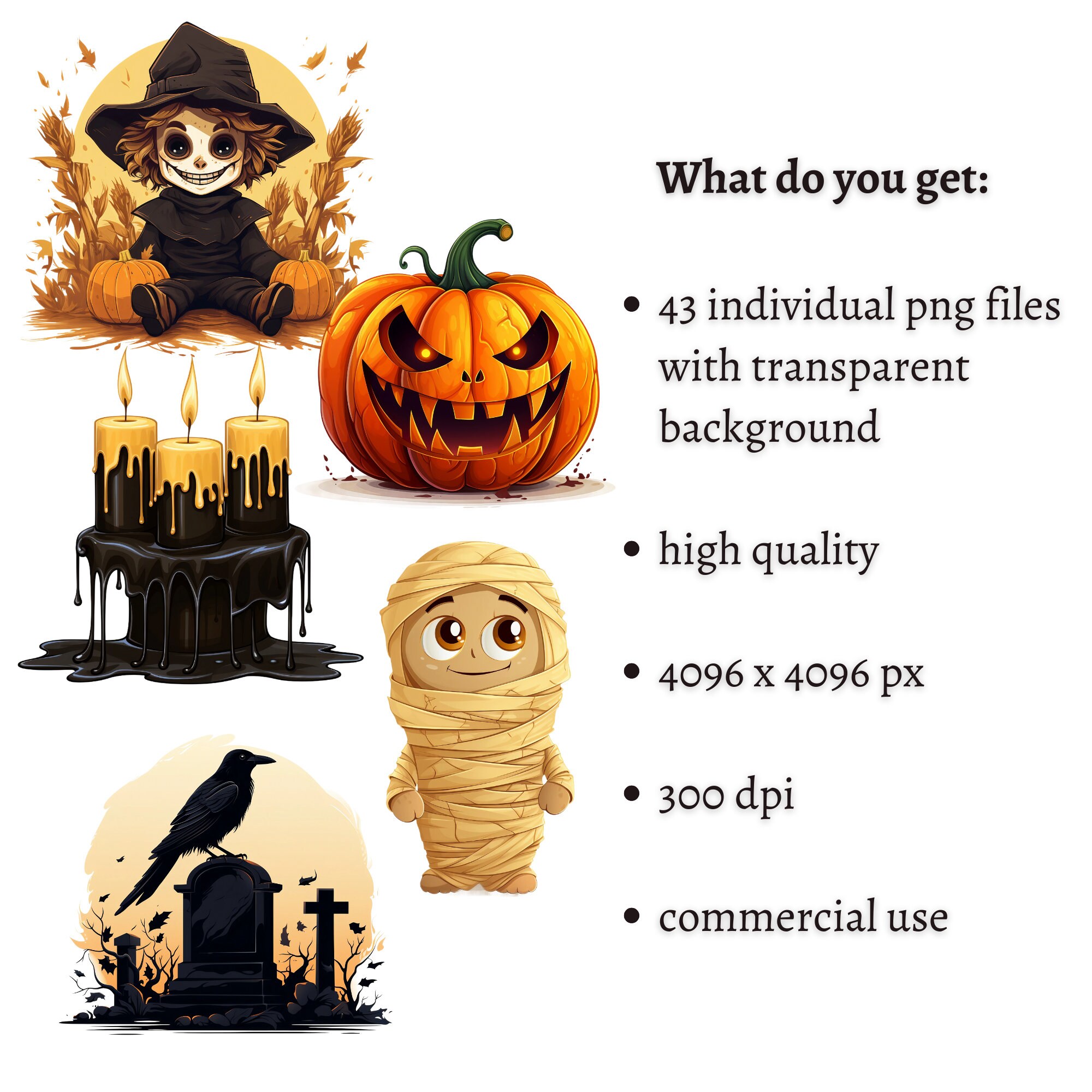 Cute Halloween Clipart Bundle Haunted House Skeleton Mummy - Etsy