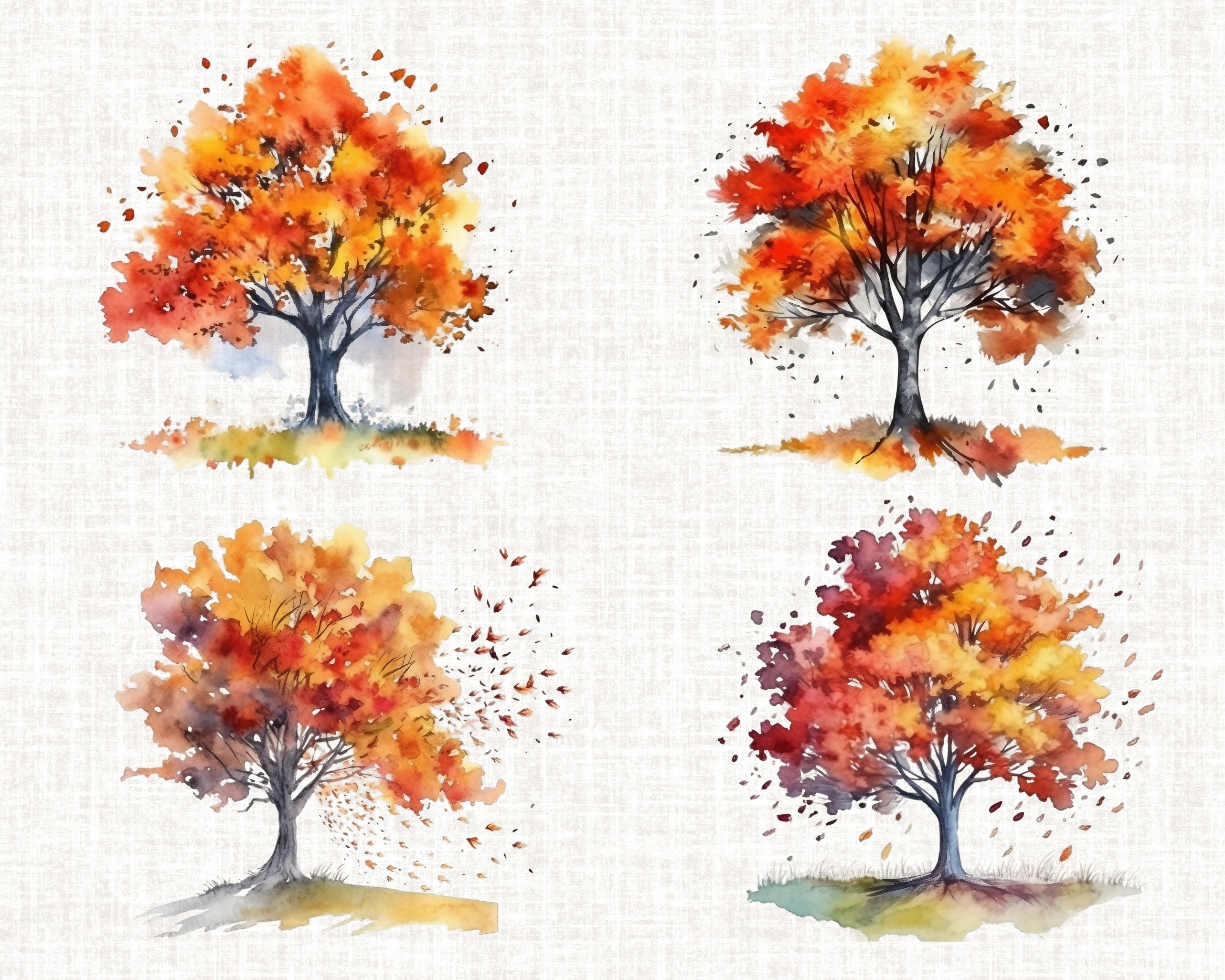 Autumn Tree Clipart Fall Trees Clipart Realistic Tree - Etsy