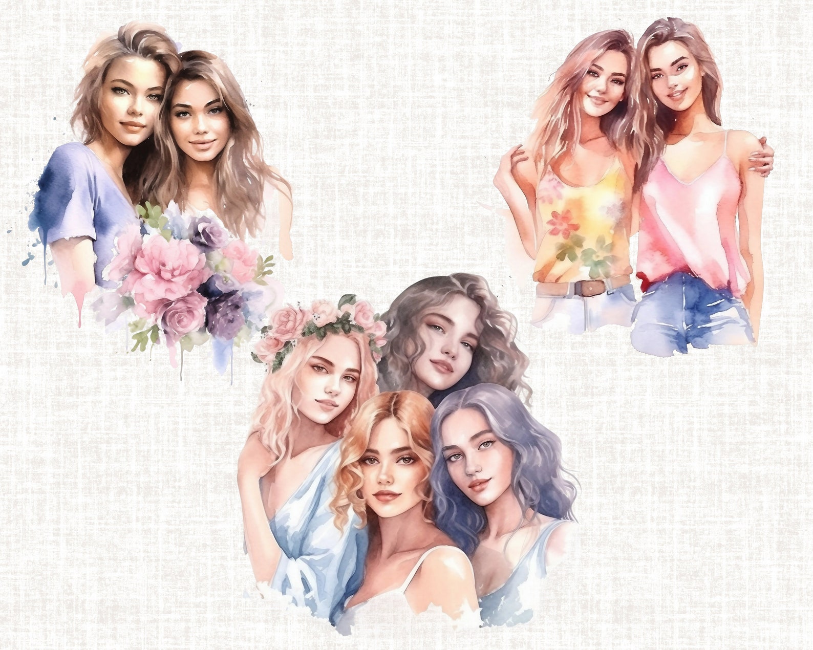 Best Friend Clipart Female Friends Clipart BFF Clipart Soul - Etsy