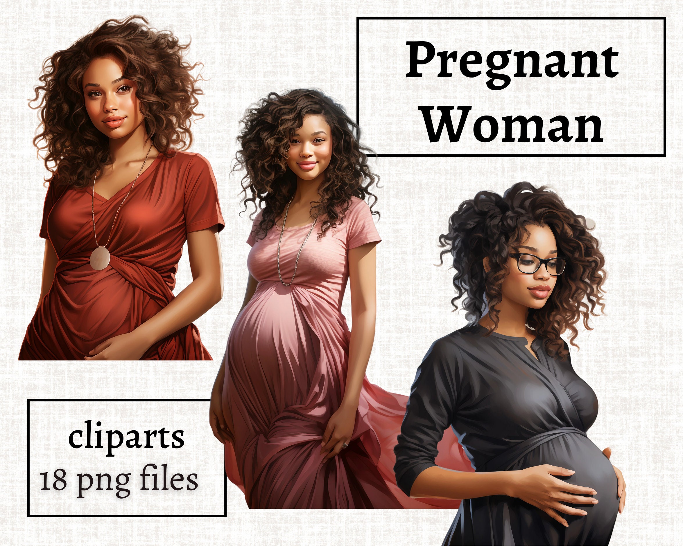 Pregnant Woman Clipart Baby Shower Clipart Bundle Maternity - Etsy
