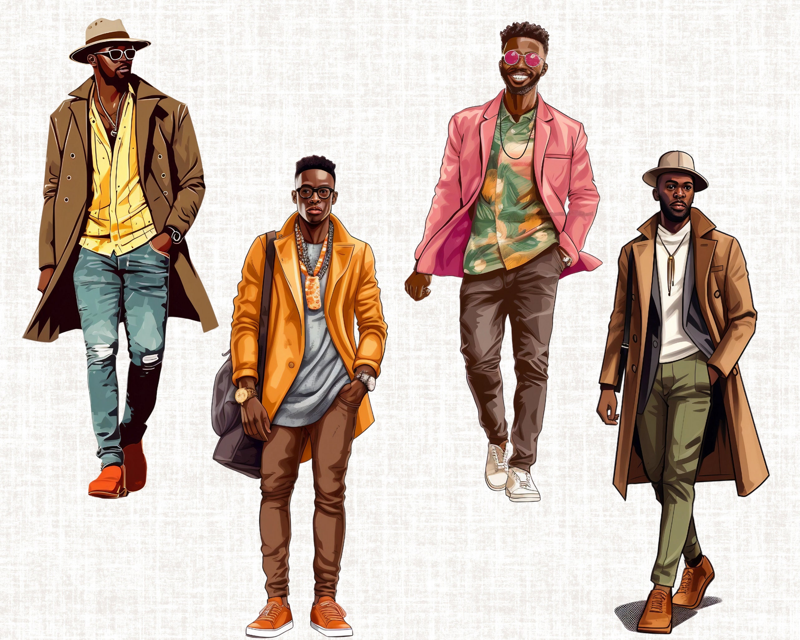 Handsome Men Clipart Fashion Men Clipart African American - Etsy