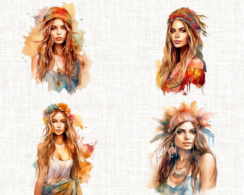 Boho Girls Clipart Bohemian Girl PNG Bohemian Fashion Image - Etsy UK